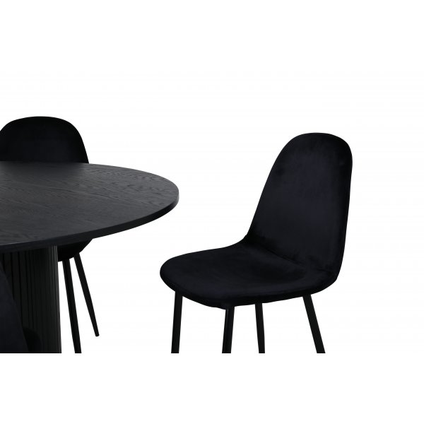 Bianca Spisesett rundt sort spisebord med 4 Polar sorte stoler - 14995 ...