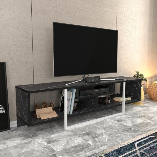 Asal media benk 150 cm - Sort marmor/hvit - 2695,- - TV-benker ...